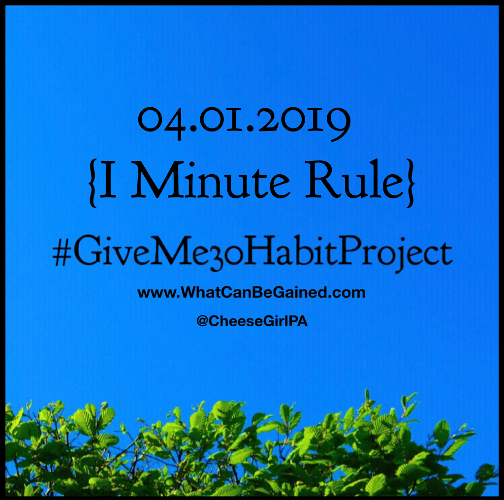 #GiveMe30HabitProject 04.01.2019 {1 Minute Rule} – What Can Be Gained ...